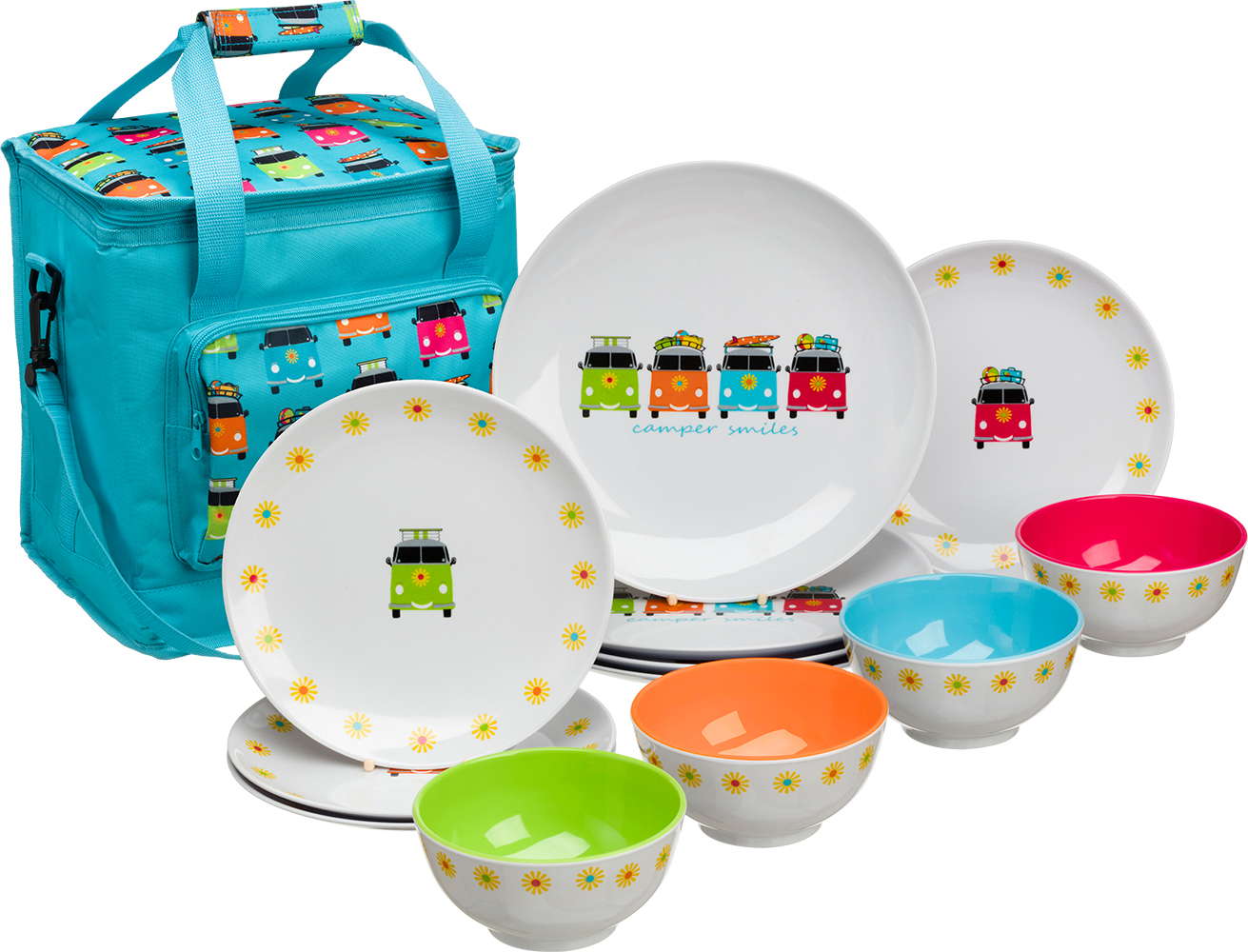 Set De Vaisselle Flamefield Camper Smiles En M Lamine Pcs Berger