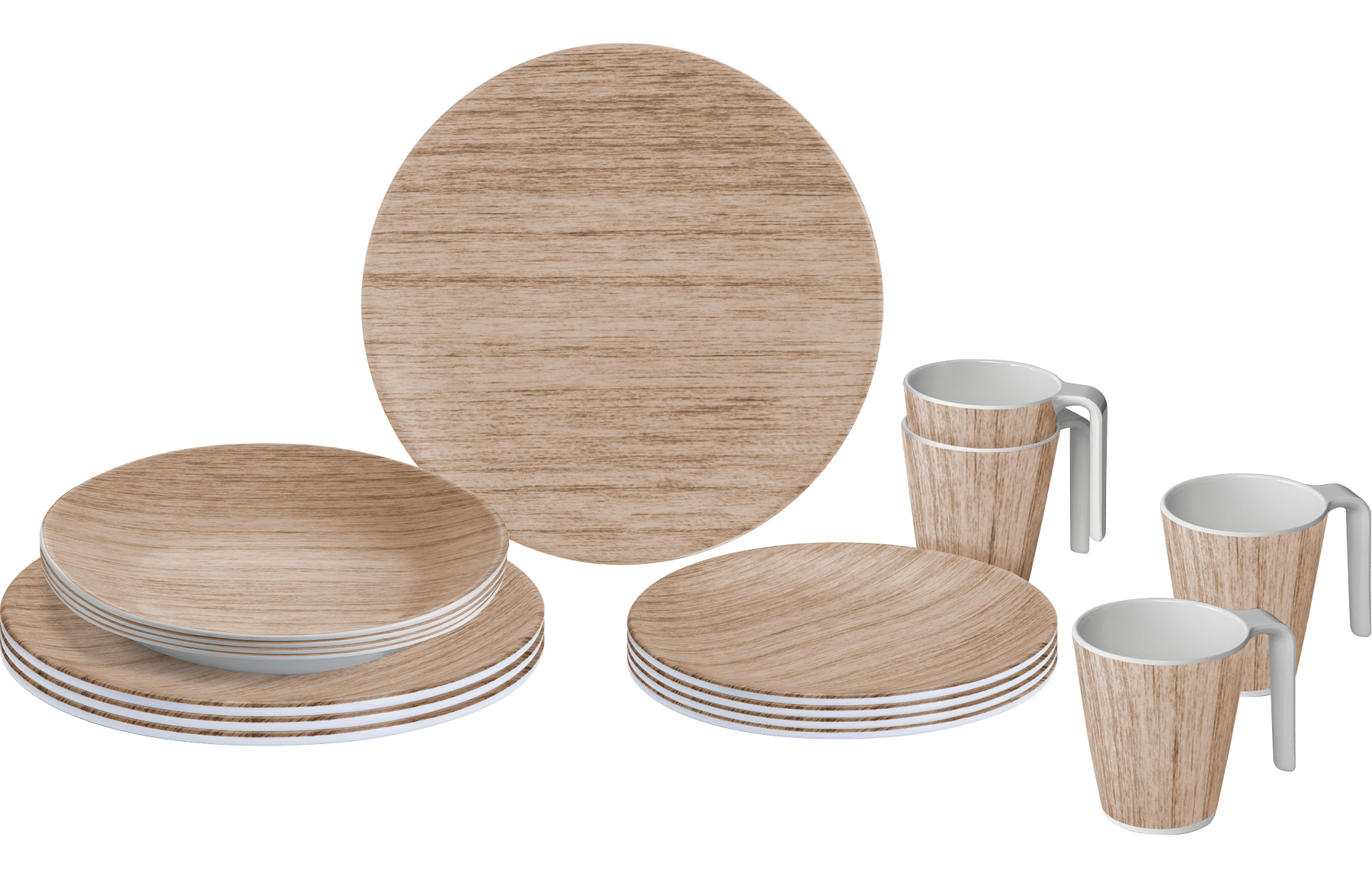 Brunner Melamine servies 16-delig 4 personen - Berger Camping