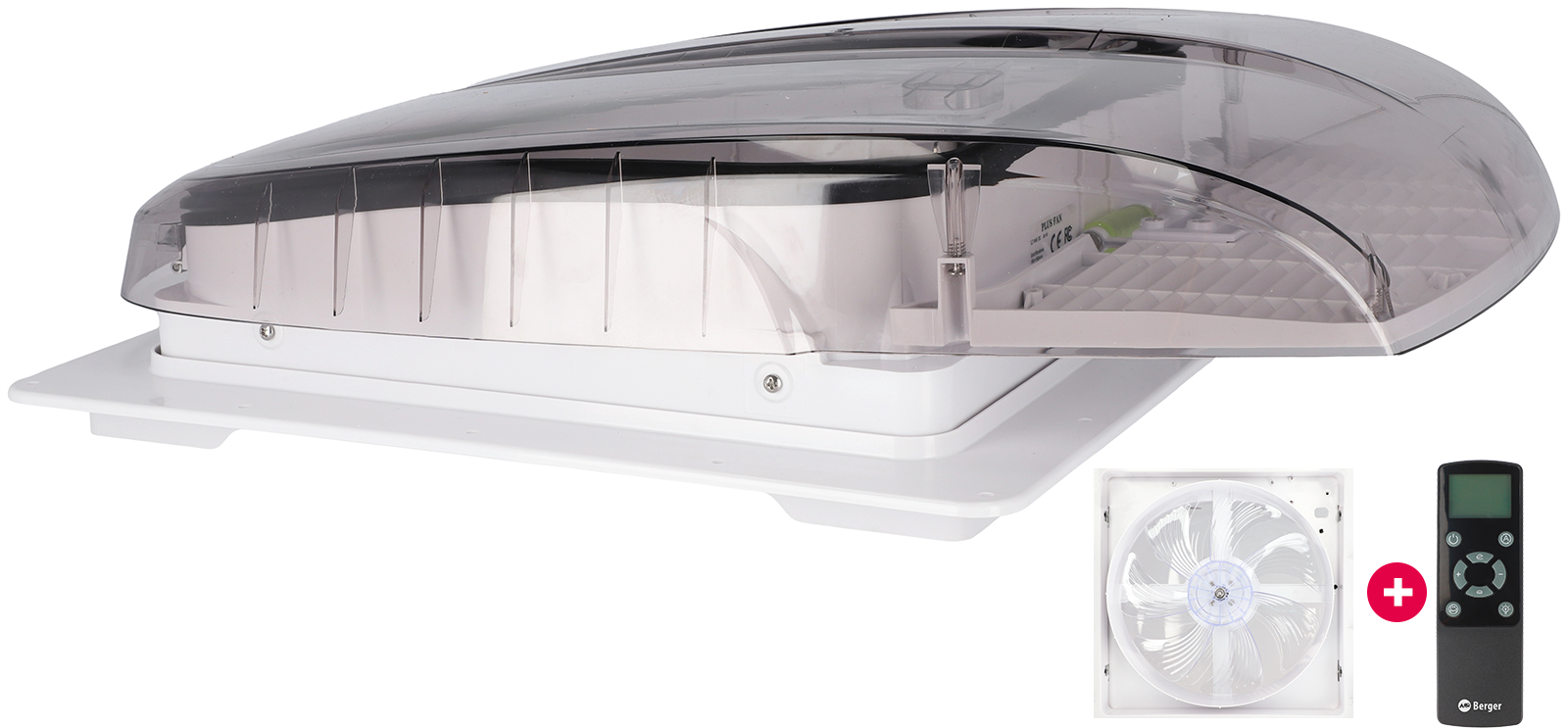 Claraboya con sistema de ventilación 12 V 40 x 40 cm negra Plus Fan Berger - Berger Camping ...