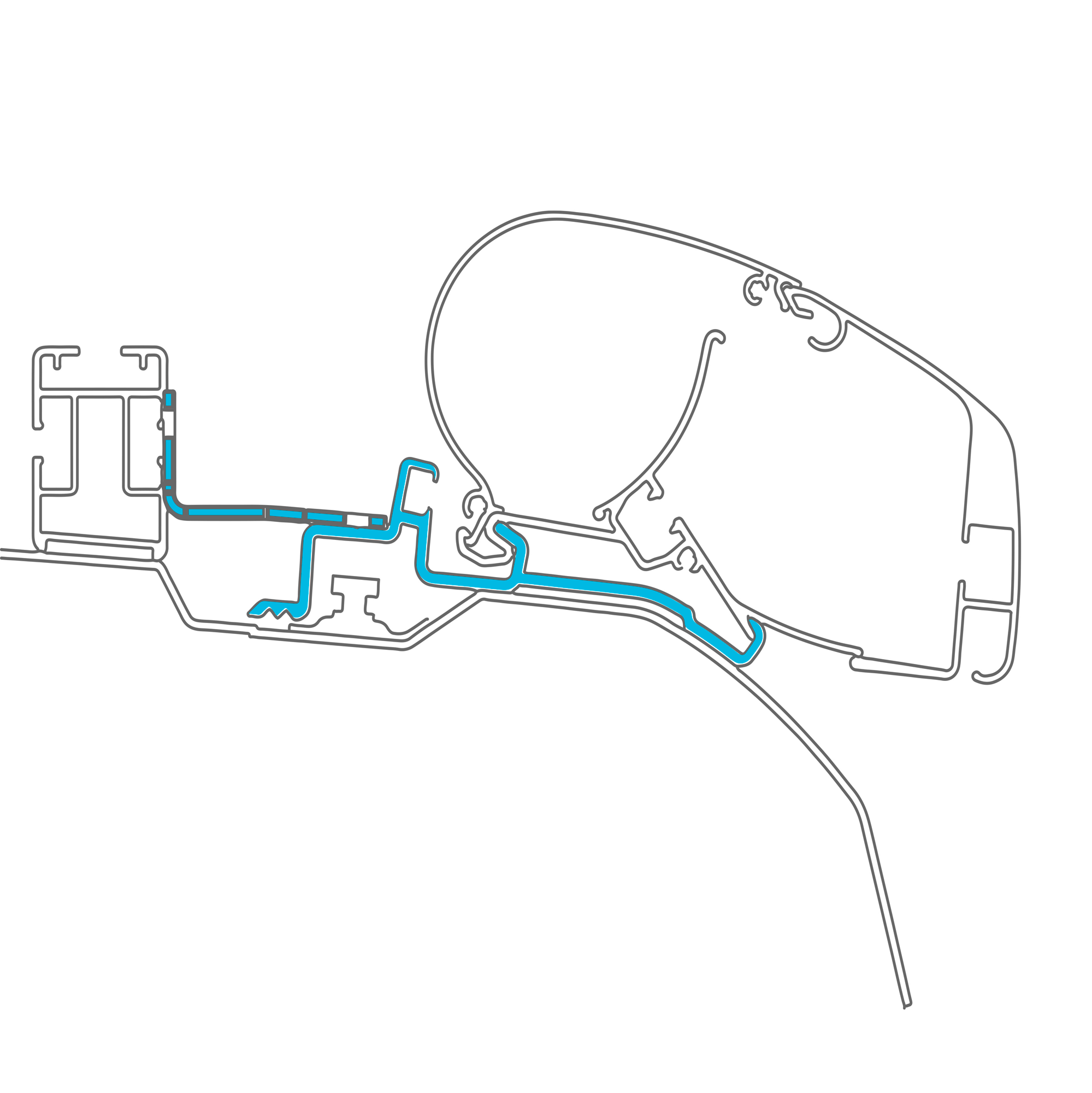 Dometic adapter 045 for roof awning PR 2000 / PR 2500 Fiat Ducato H2 Skyroof - Berger Camping