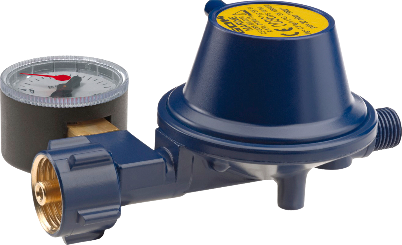 Regulador de gas 0,8 kg/h 30 mbar KLF x G 1/4 LH-KN con manómetro EN61 ...