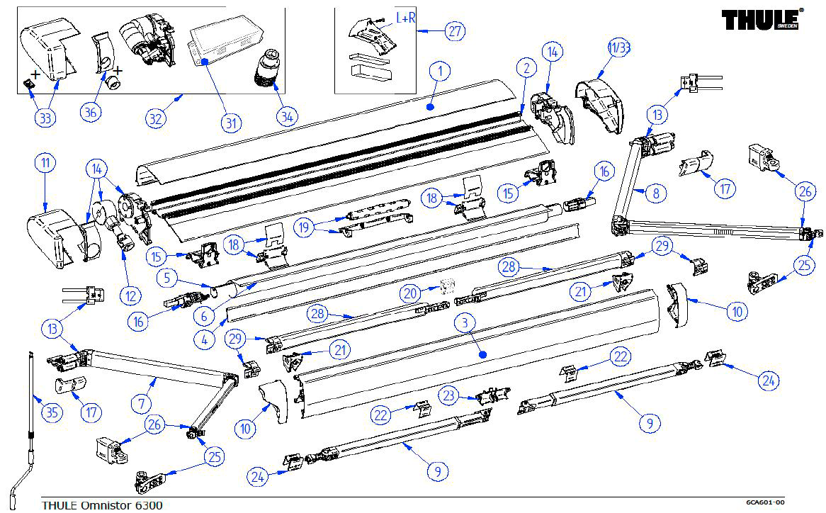 Thule Aufnahme Spannstangen Gehäuse für Markise Omnistor 6200 / 6300 ...