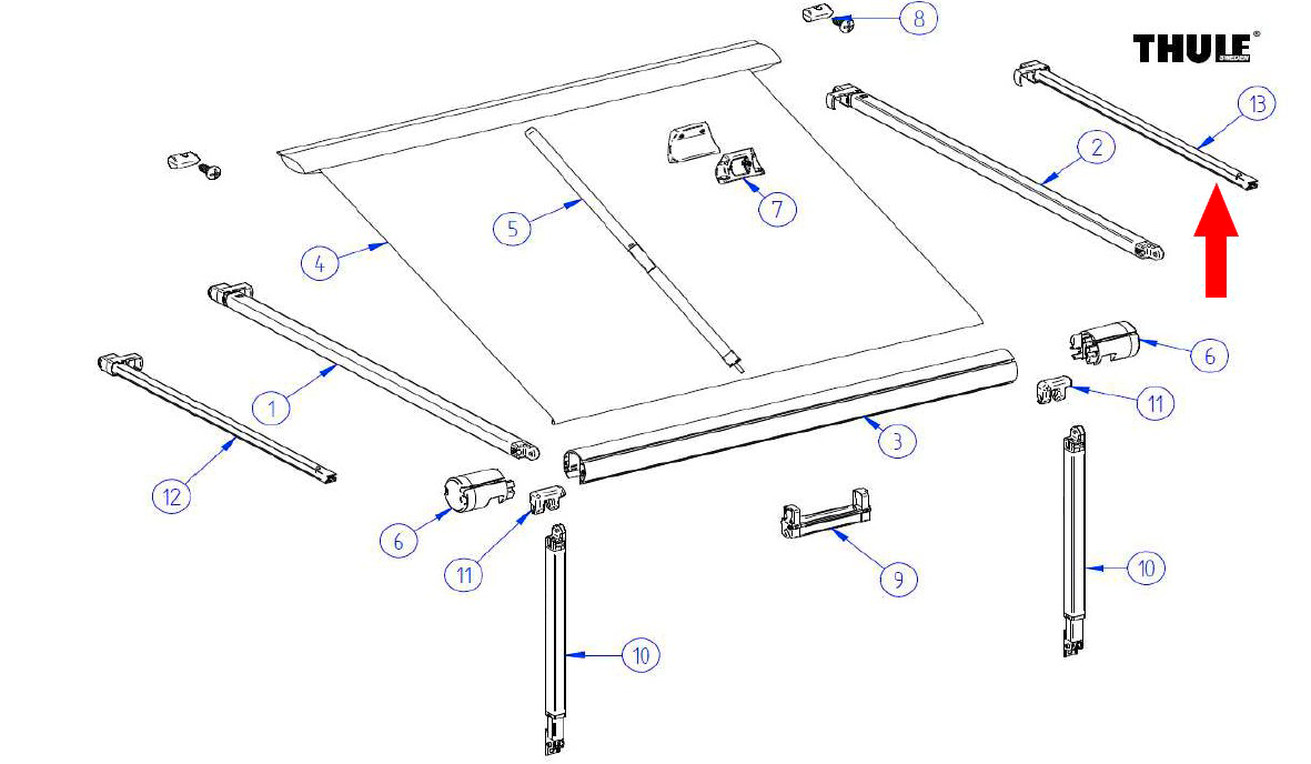 RH EXTENDER RAFTER ARM ASSY TO1200 - Accessoires de camping Berger Camping
