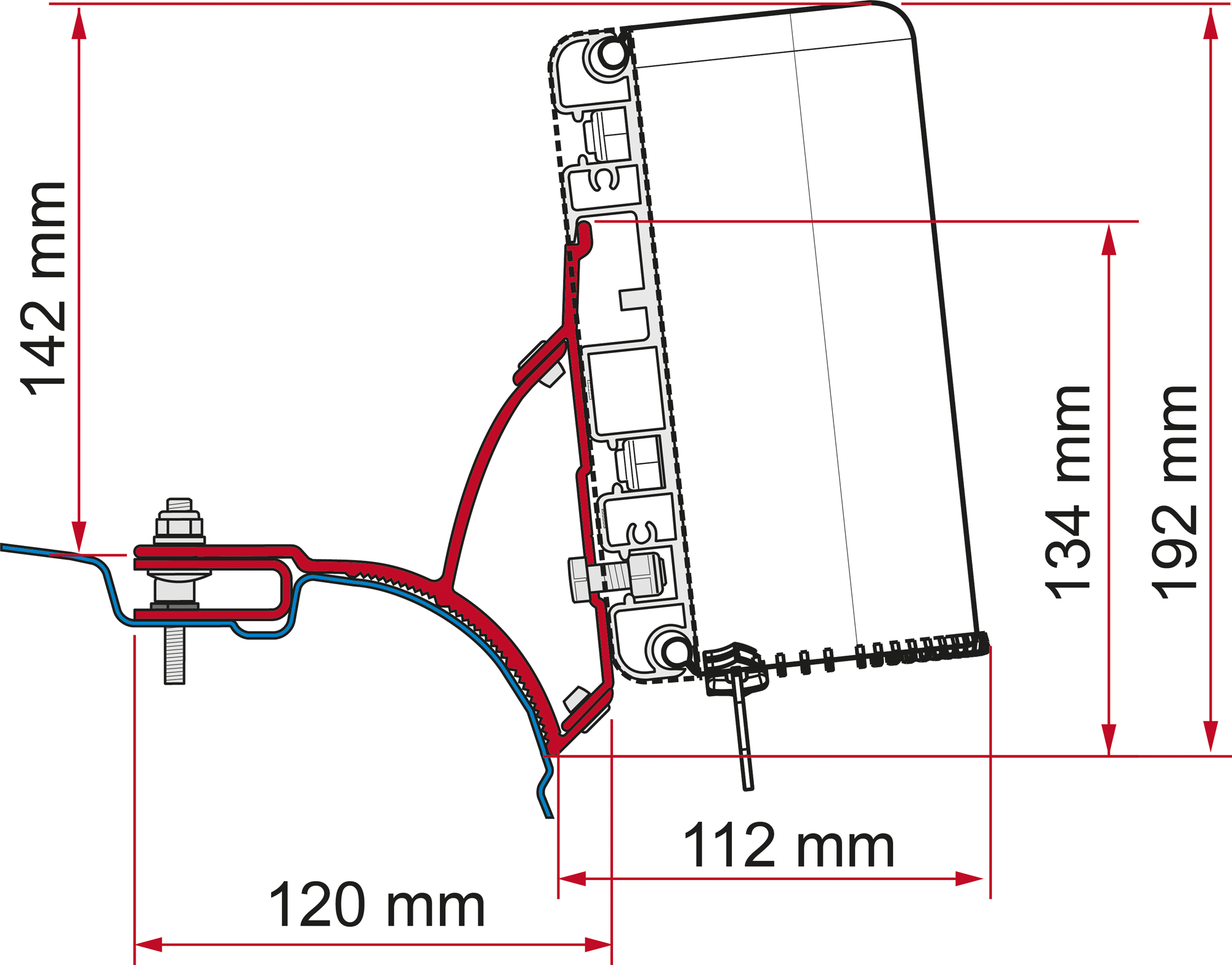 Fiamma Kit VW T5 / T6 Transporter / Multivan luifel adapter voor Fiamma ...