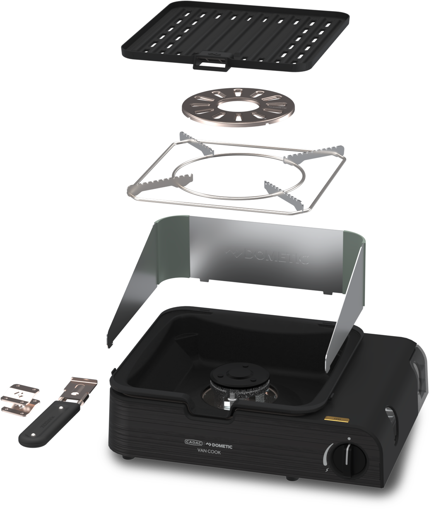Dometic Van Cook FFD BBQ Plate Gaskocher 1-flammig mit Grillplatte 1,6 ...