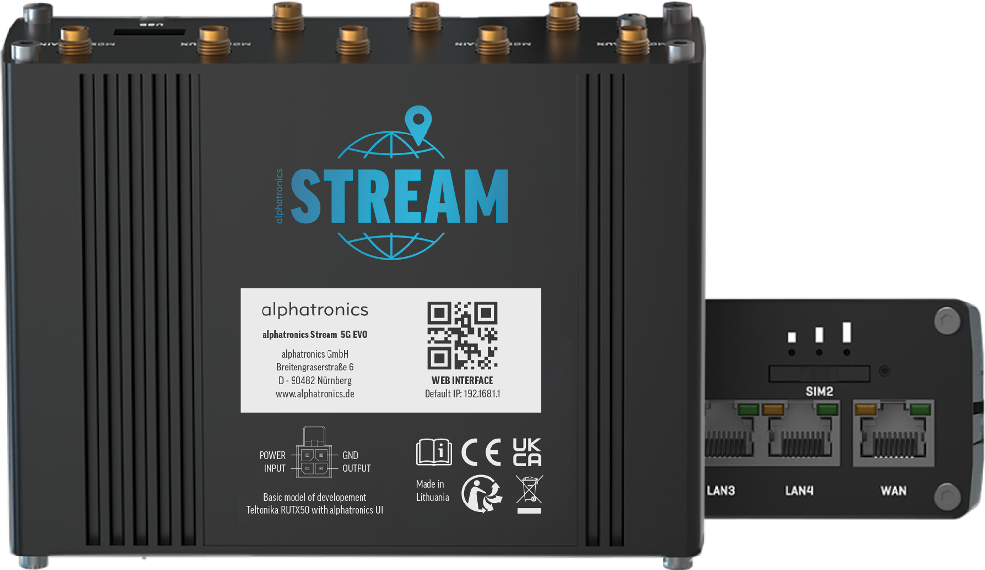alphatronics Stream 5G Evo router set with outdoor antenna and dual SIM ...