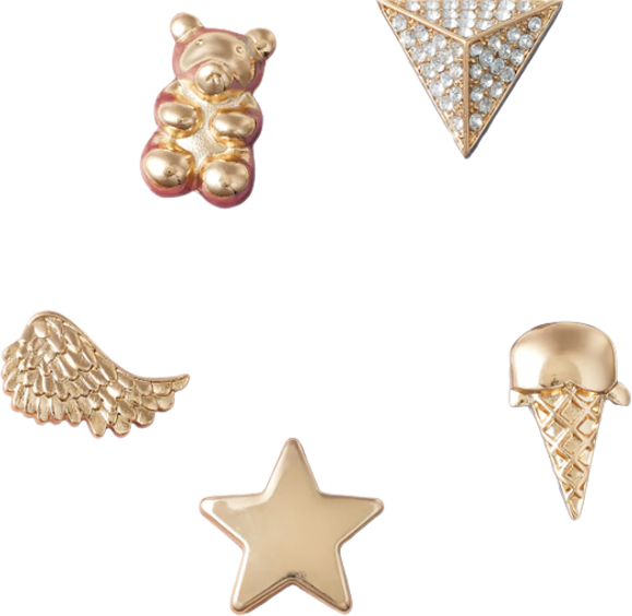 Crocs Jibbitz Gold Icons Broches pour chaussures Pack de 5 - Berger Camping