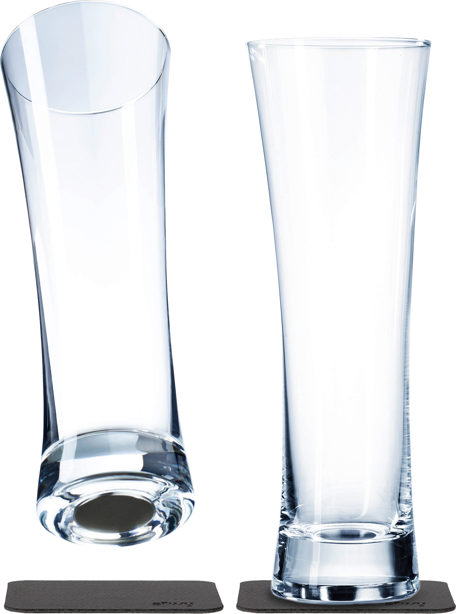 Crystal magnetic beer glasses with coasters 2 pc set - Berger Camping