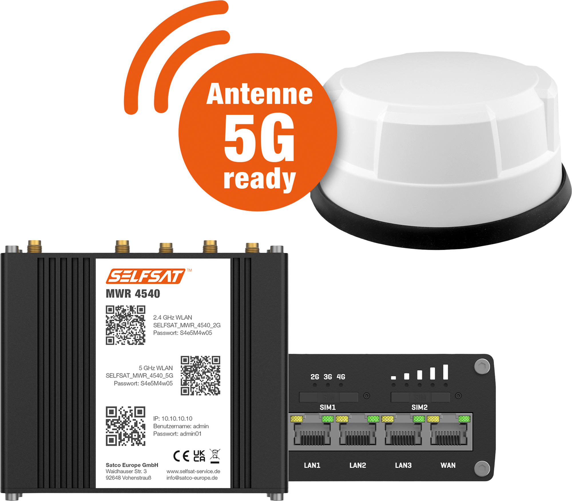 Router WLAN 4G Cat 6 MWR 4540 di Selfsat con antenna panoramica 5G fino ...