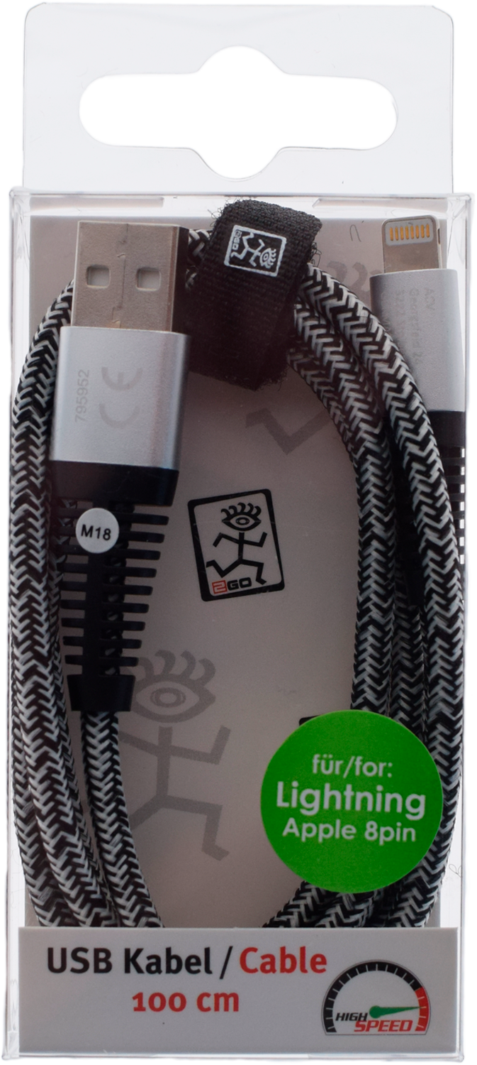 2Go Cable de datos USB Apple 8 pin 1 Meter - Berger Camping - Accesorios de camping