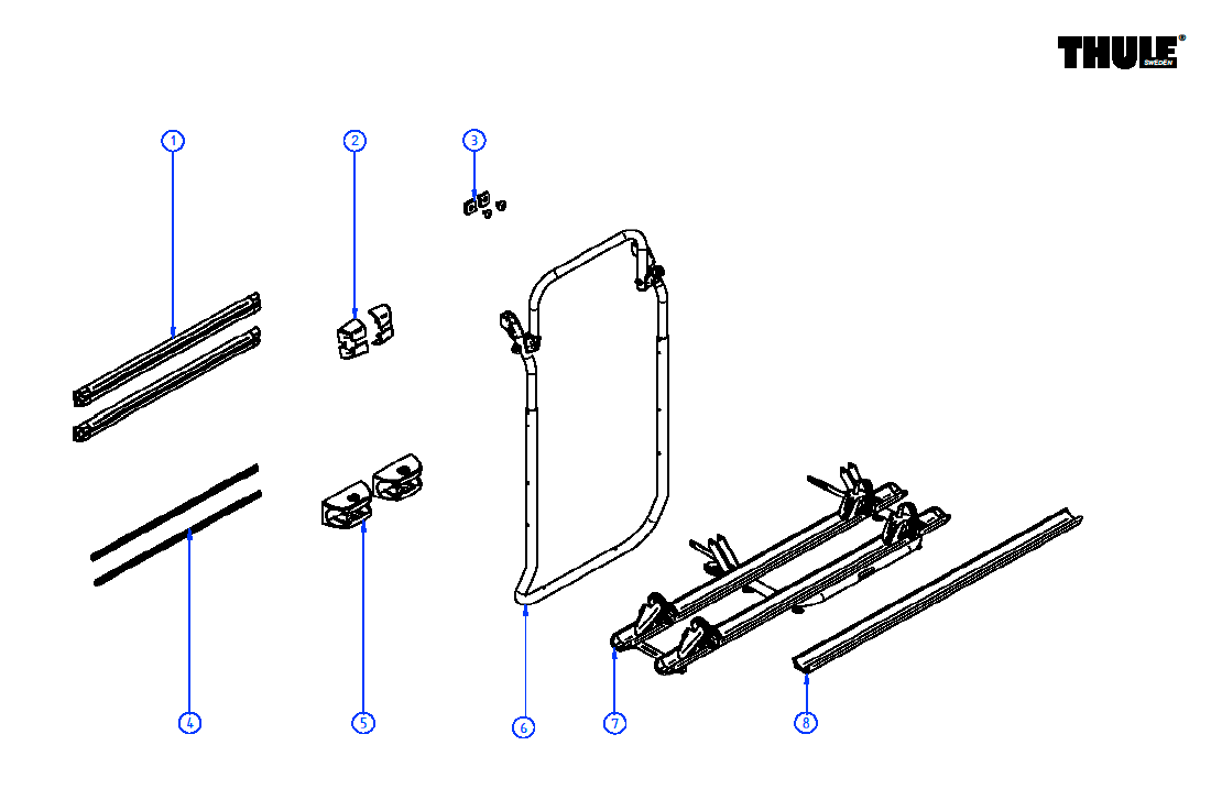 Thule mounting rail top / bottom for bike carrier Elite Van XT for Ford ...