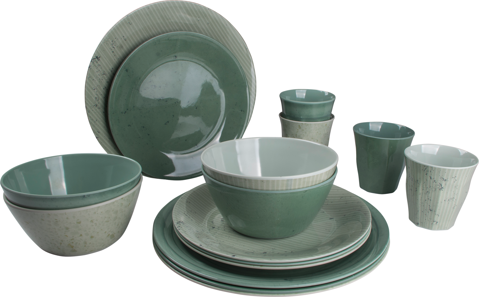 Bo-Camp Tableware Mix and Match Dinnerware 16 pieces black/white ...