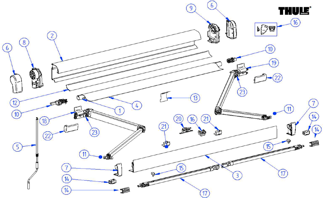 Kit d'embouts pour rail avant de store banne Omnistor 4900 et store ...