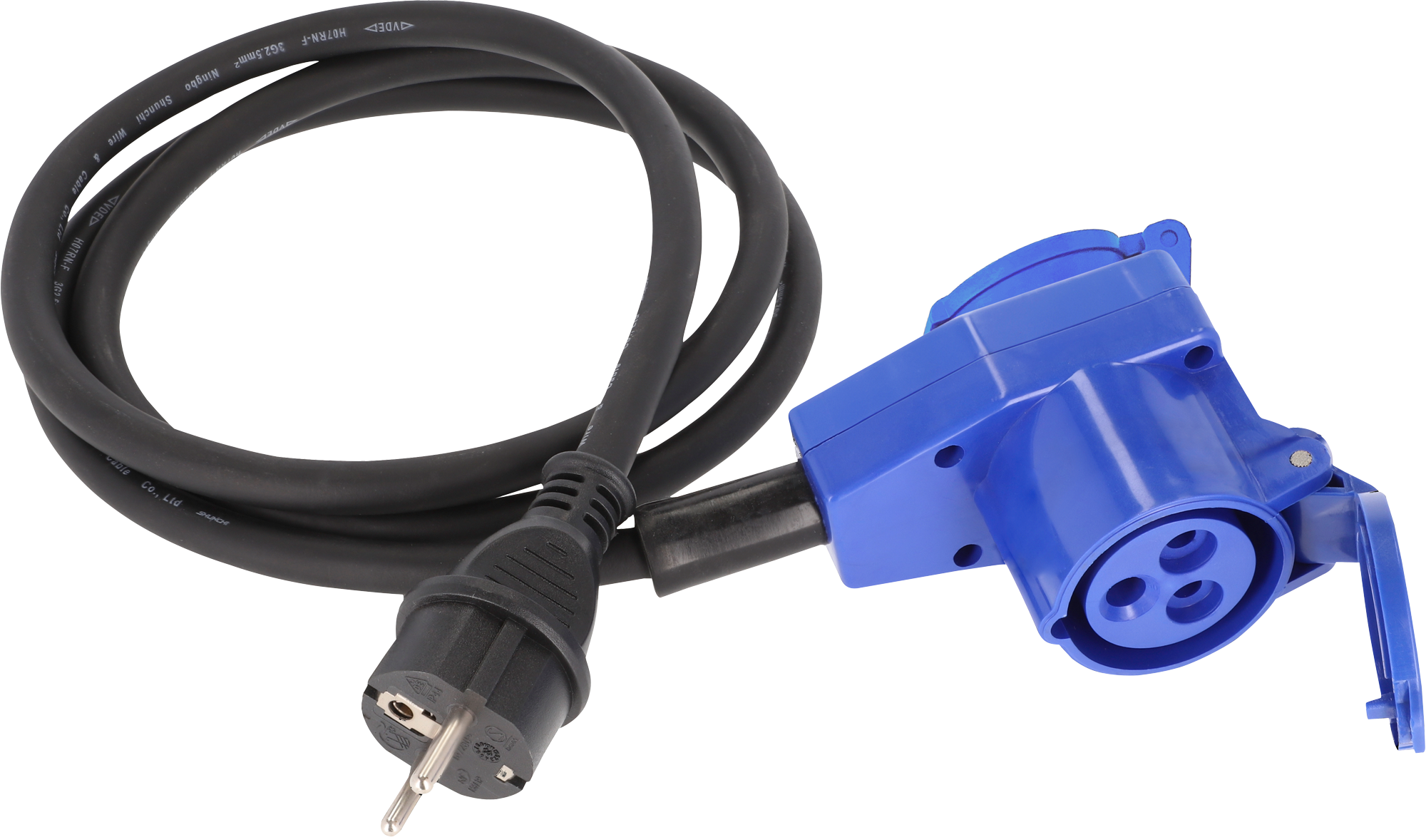 Berger adapter cable CEE angle coupling 3-pin and earthing contact coupling with earthing ...