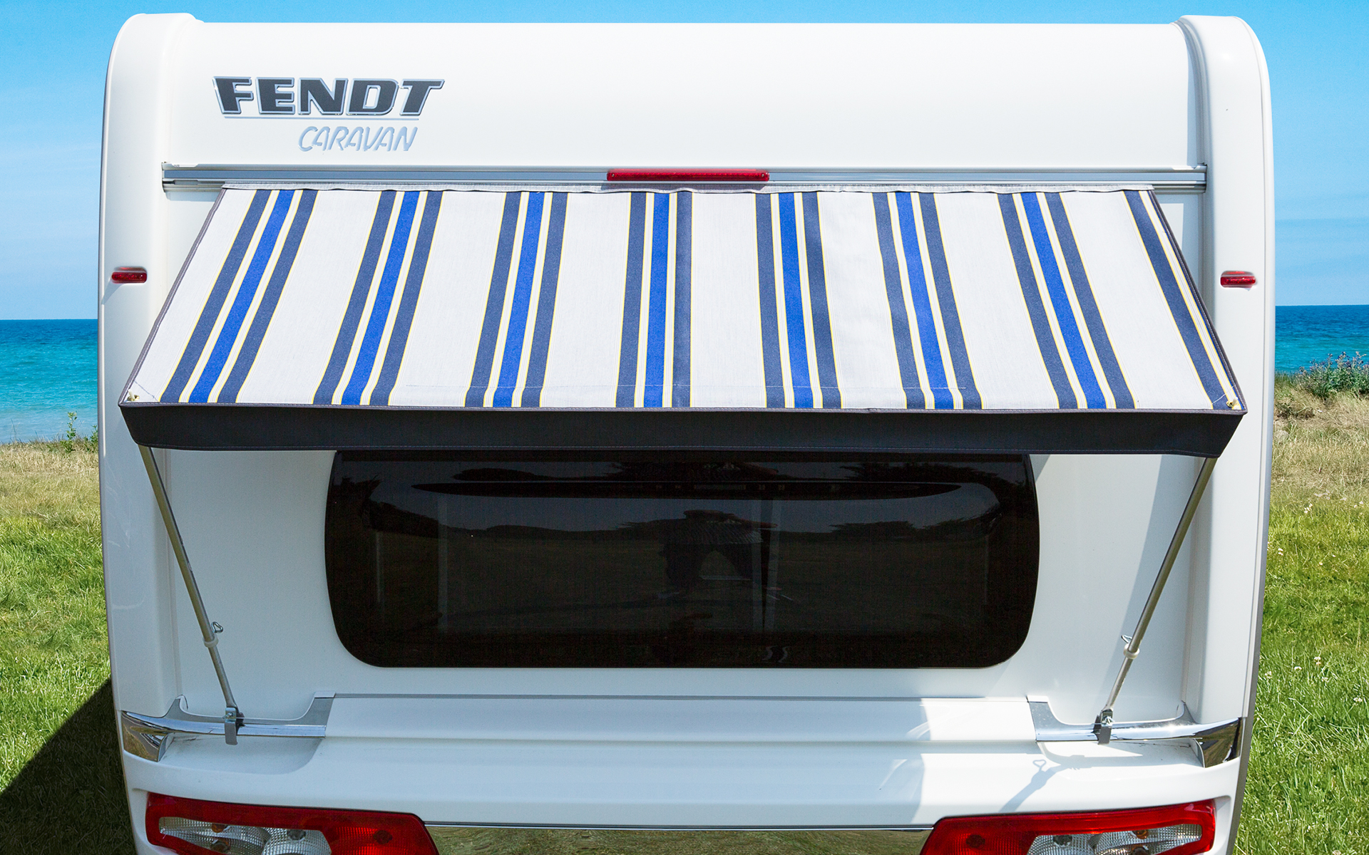 Berger Wachau caravan raamluifel blauw-wit - Berger Camping