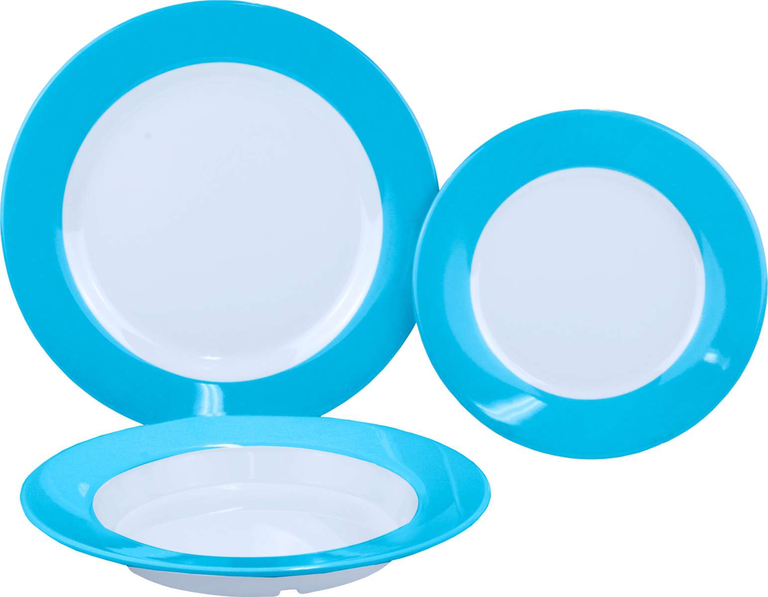 Set piatti in melamina Gimex Rainbow blu 3 pezzi - Berger Camping