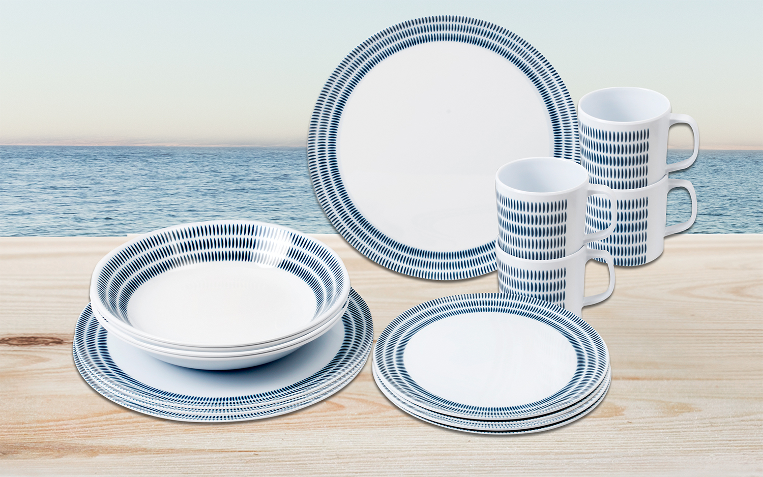 Brunner Bluebay Melamine - 16-delige set - Berger Camping