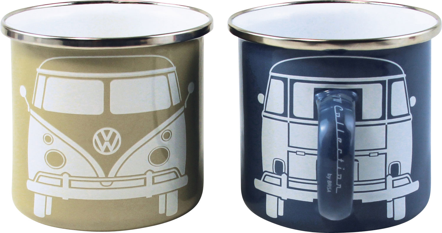 VW Collection T1 Bus Enamel Mugs Set 2 pieces 350 ml - Berger Camping