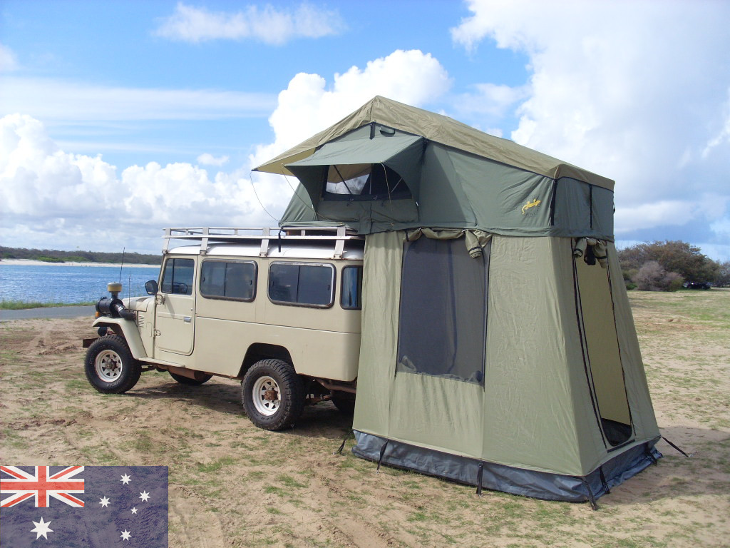 Tente de toit vert avec auvent Tanami Plus Gordigear - Berger Camping